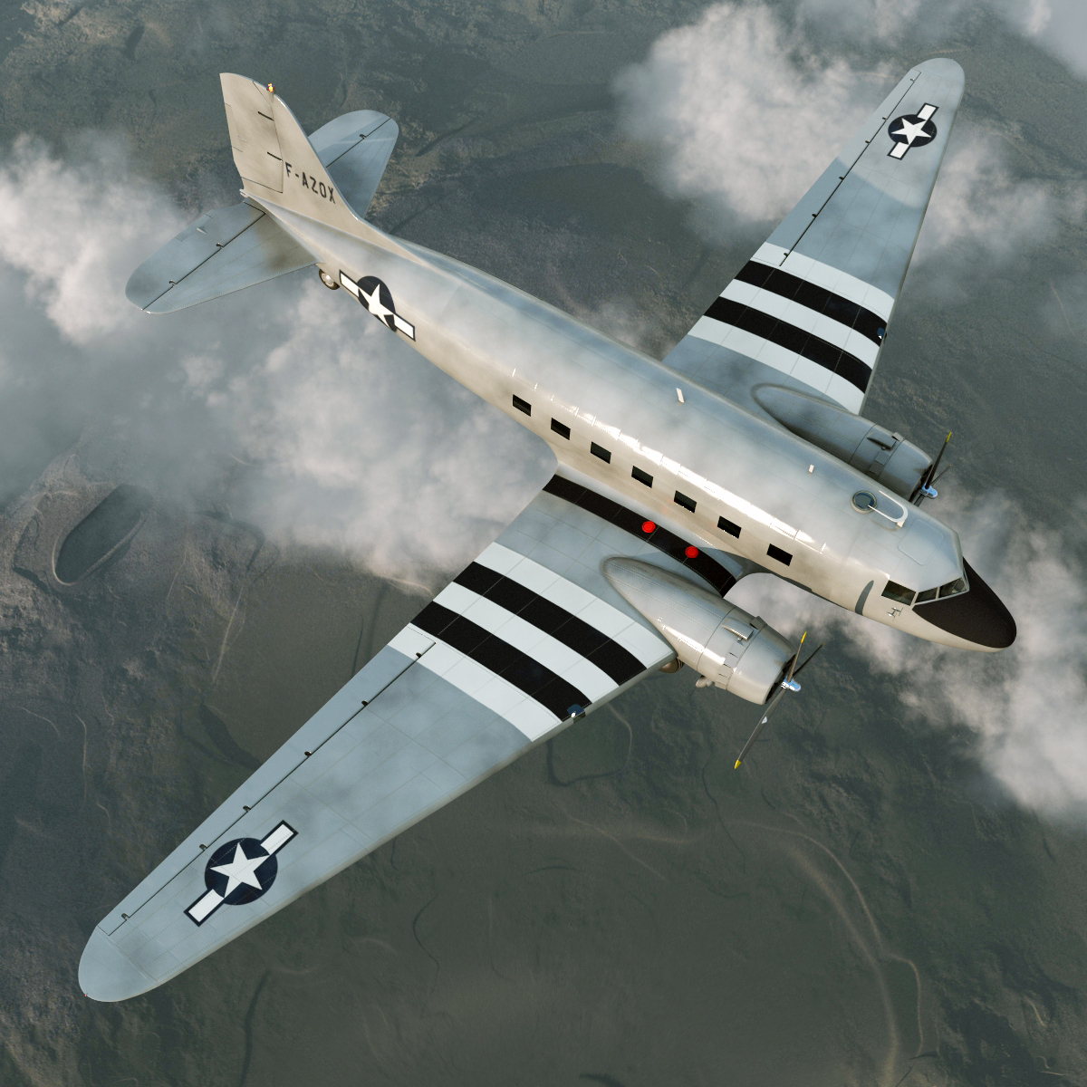 douglas dc-3 air force 3d model
