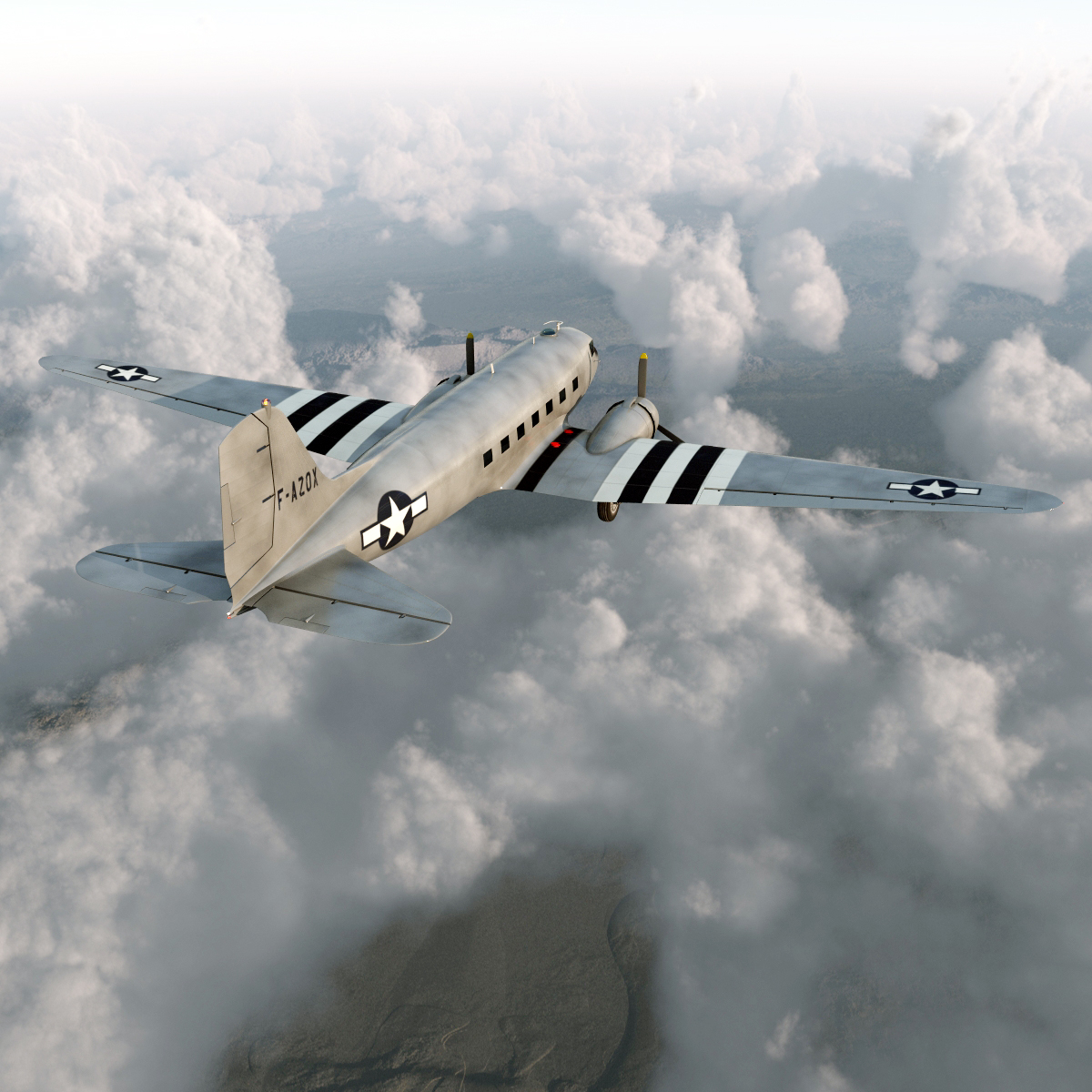 douglas dc-3 air force 3d model