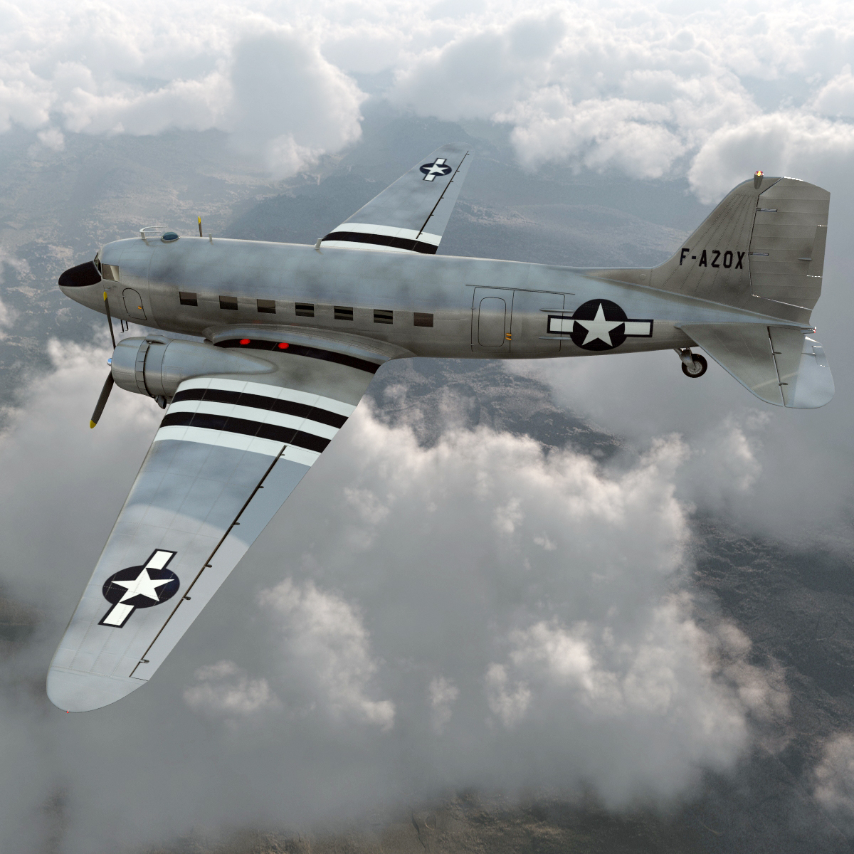 douglas dc-3 air force 3d model
