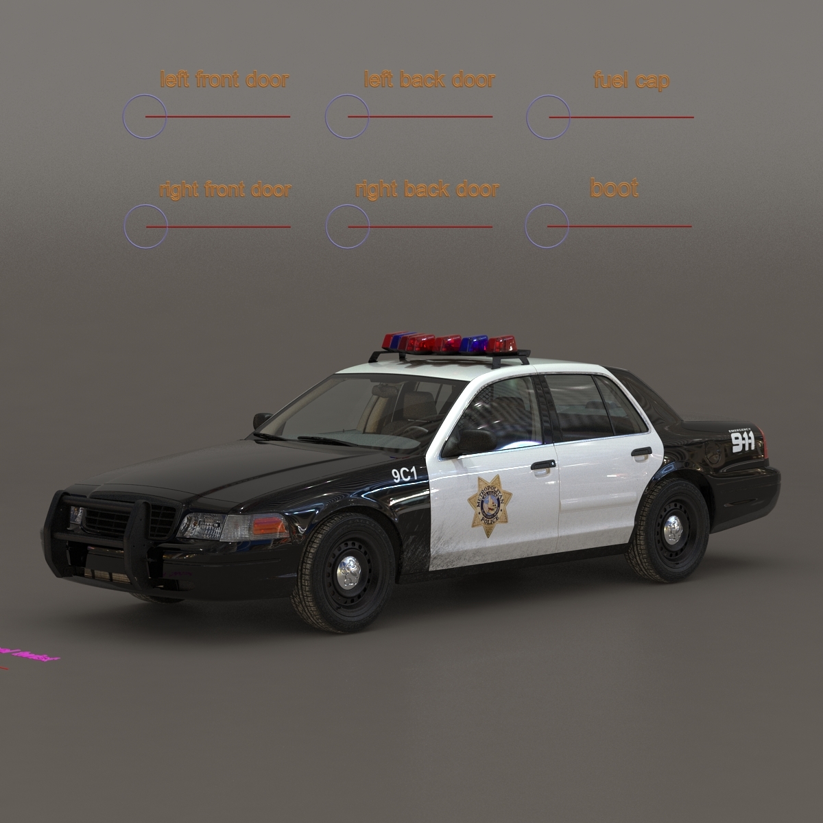 3d model generic police car 2
