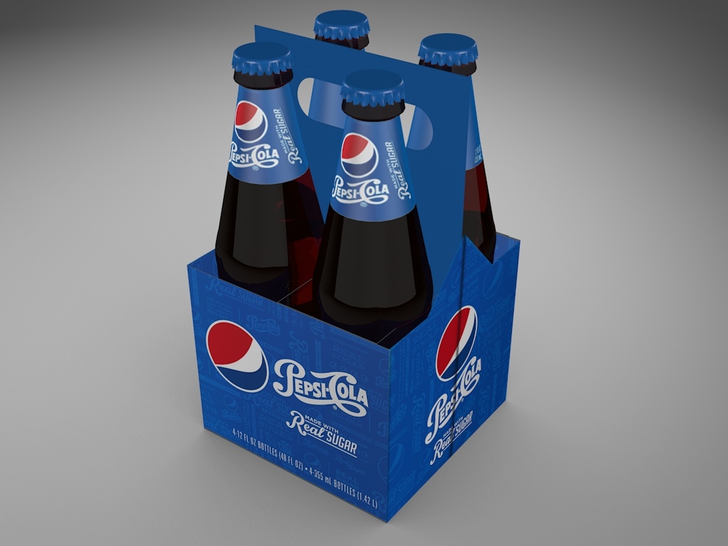 4-pack glass bottles pepsi 3ds