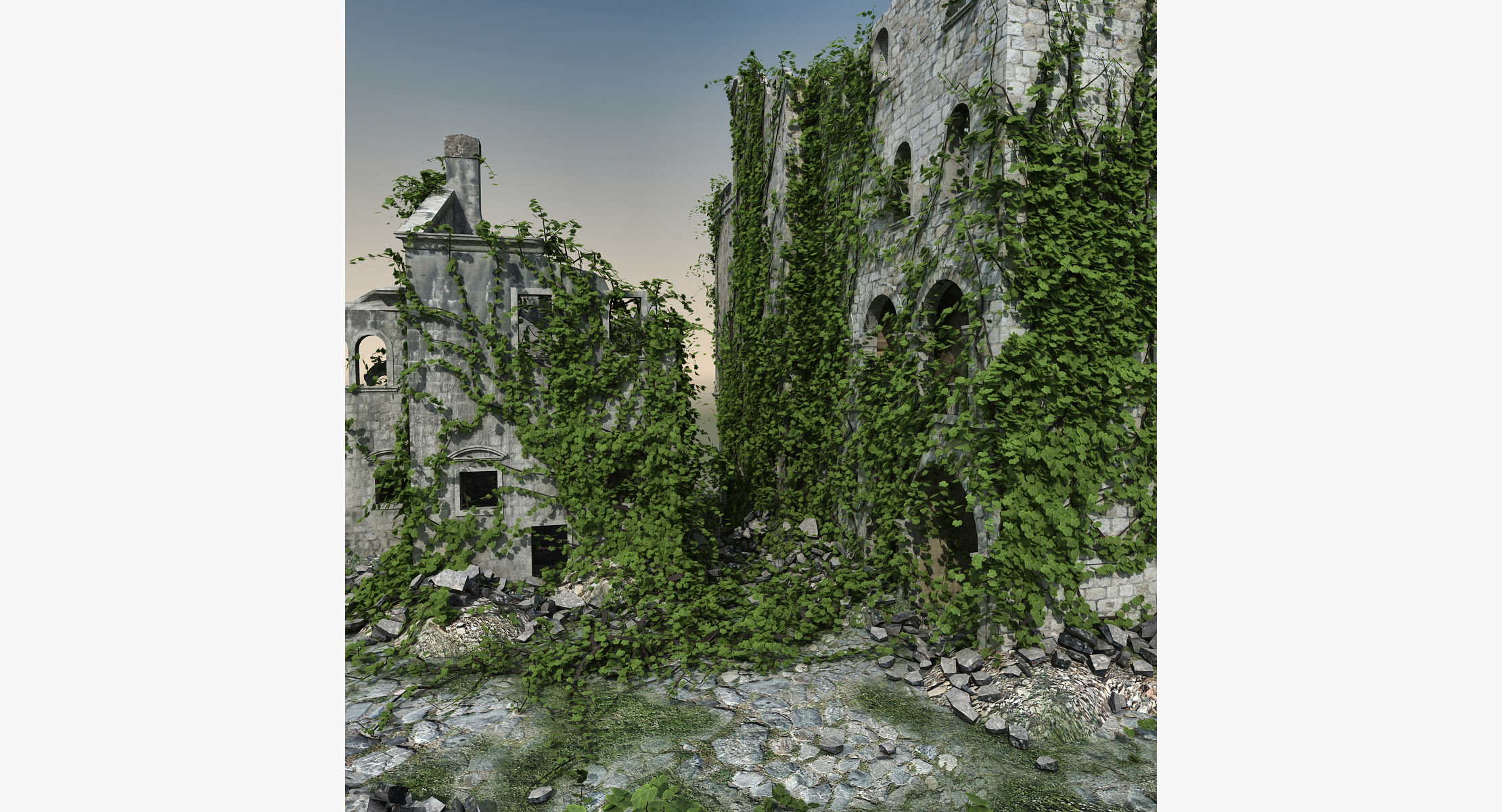 medieval ruined town 3d max