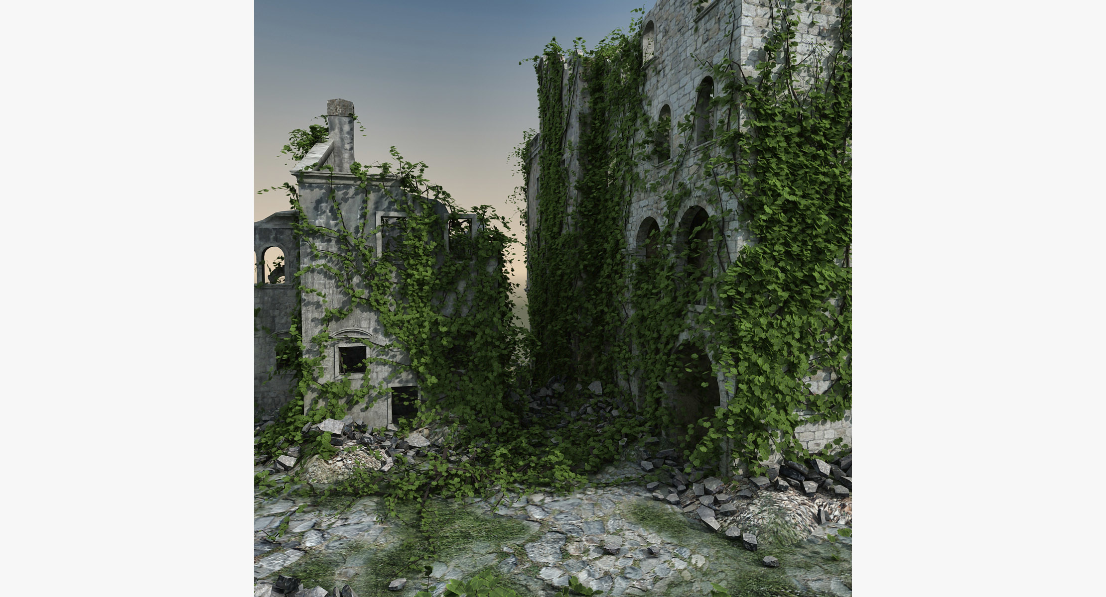 medieval ruined town 3d max