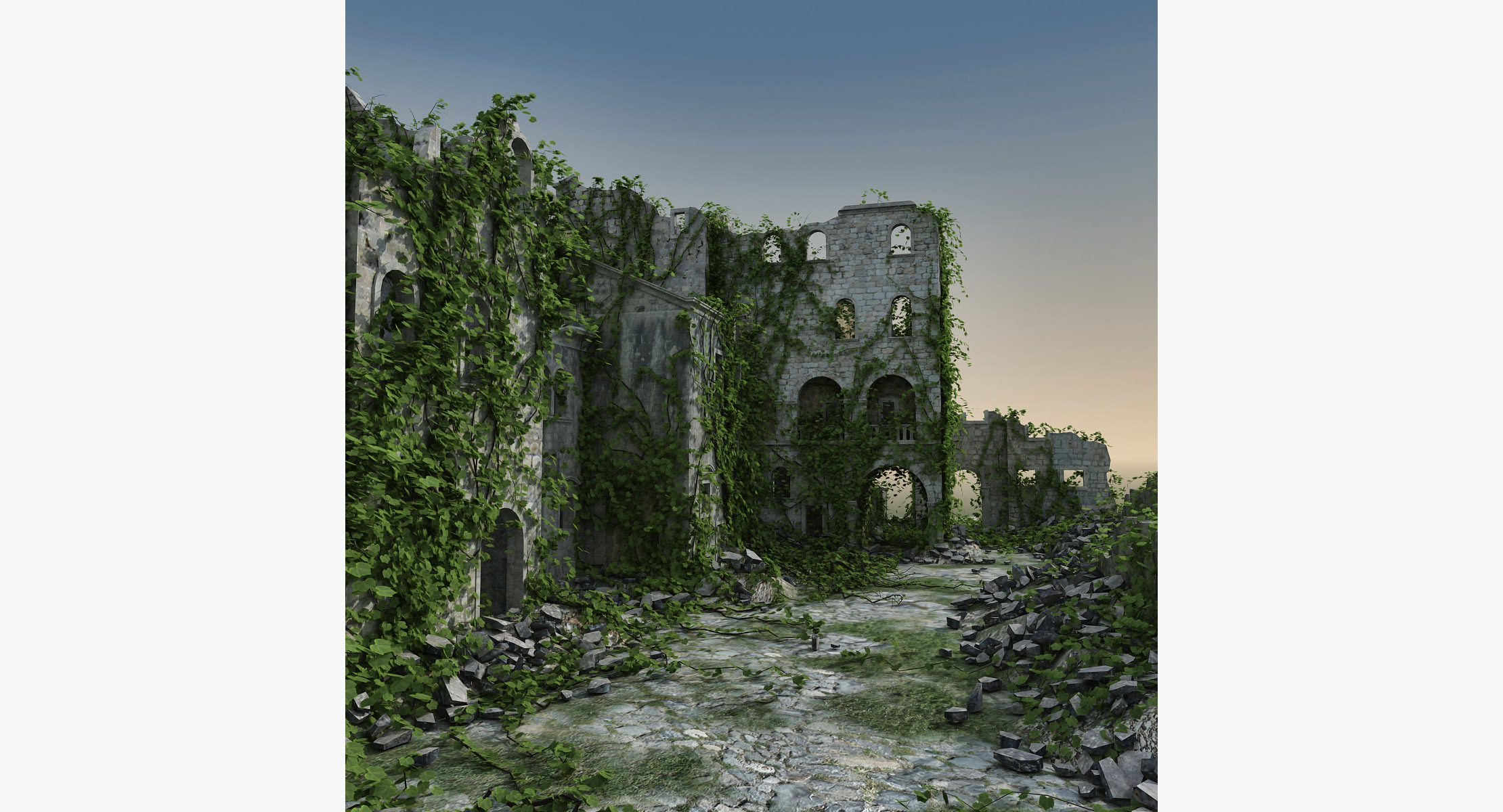 medieval ruined town 3d max