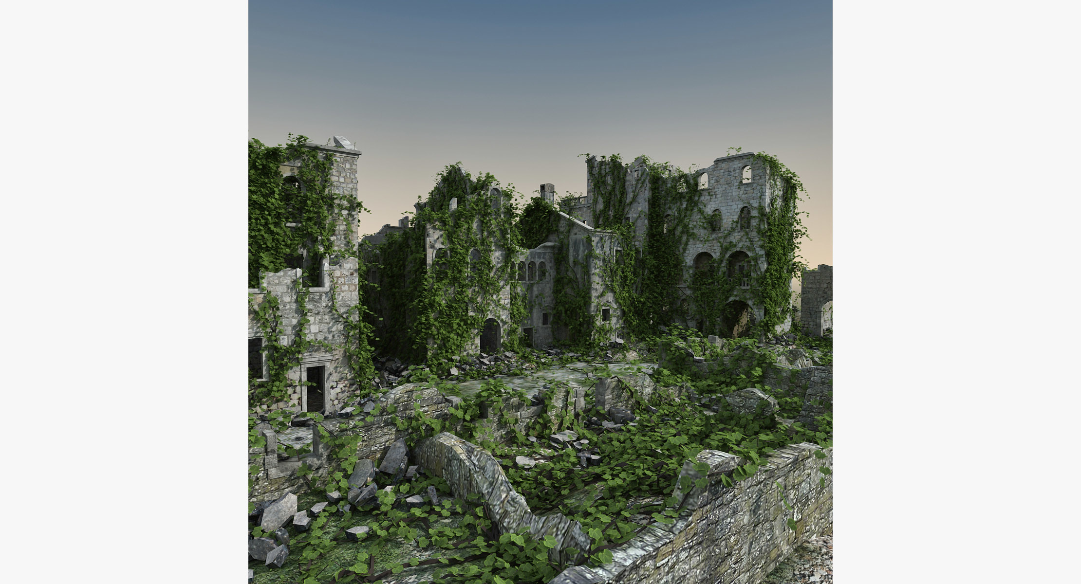 medieval ruined town 3d max