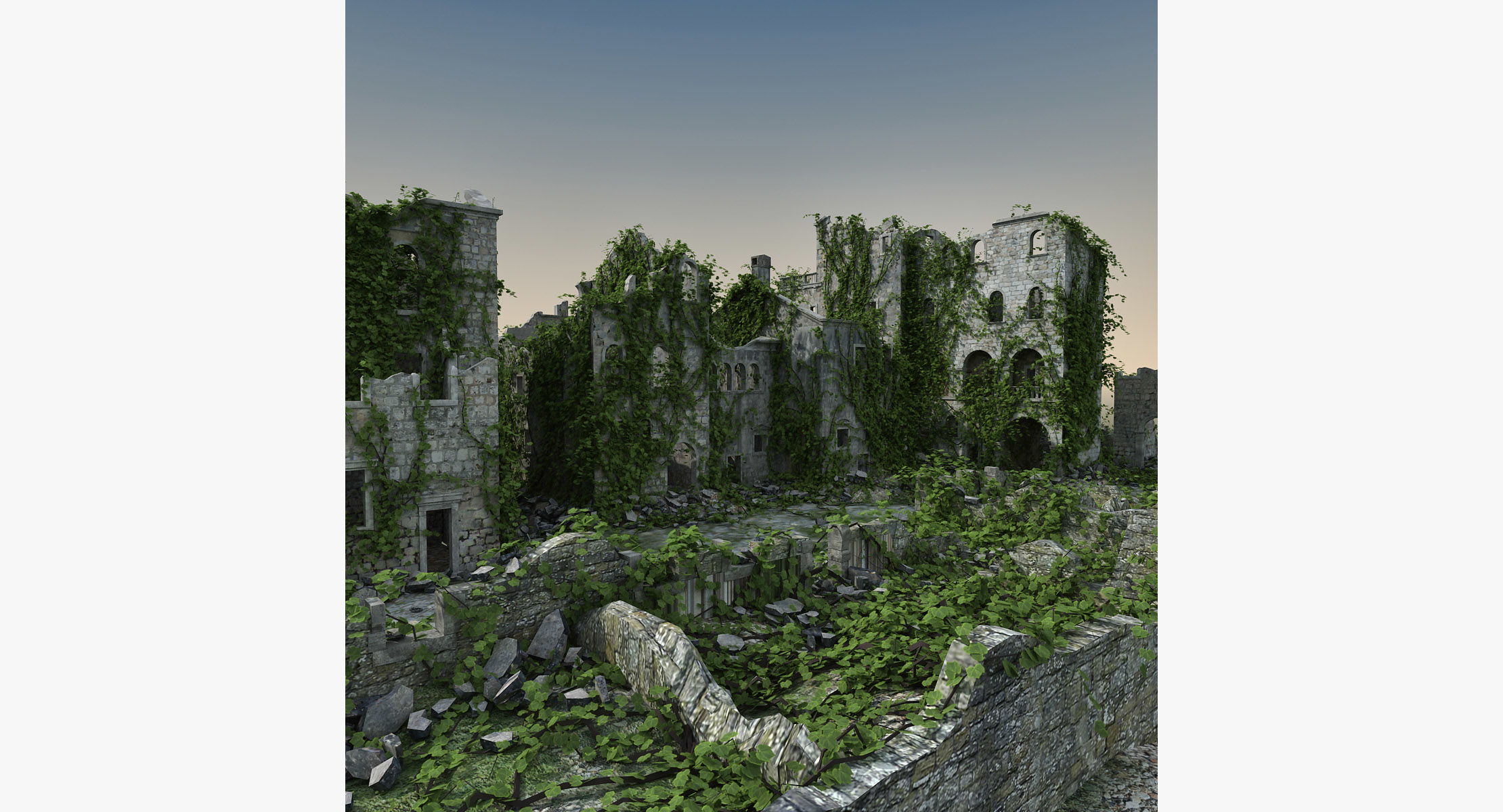 medieval ruined town 3d max