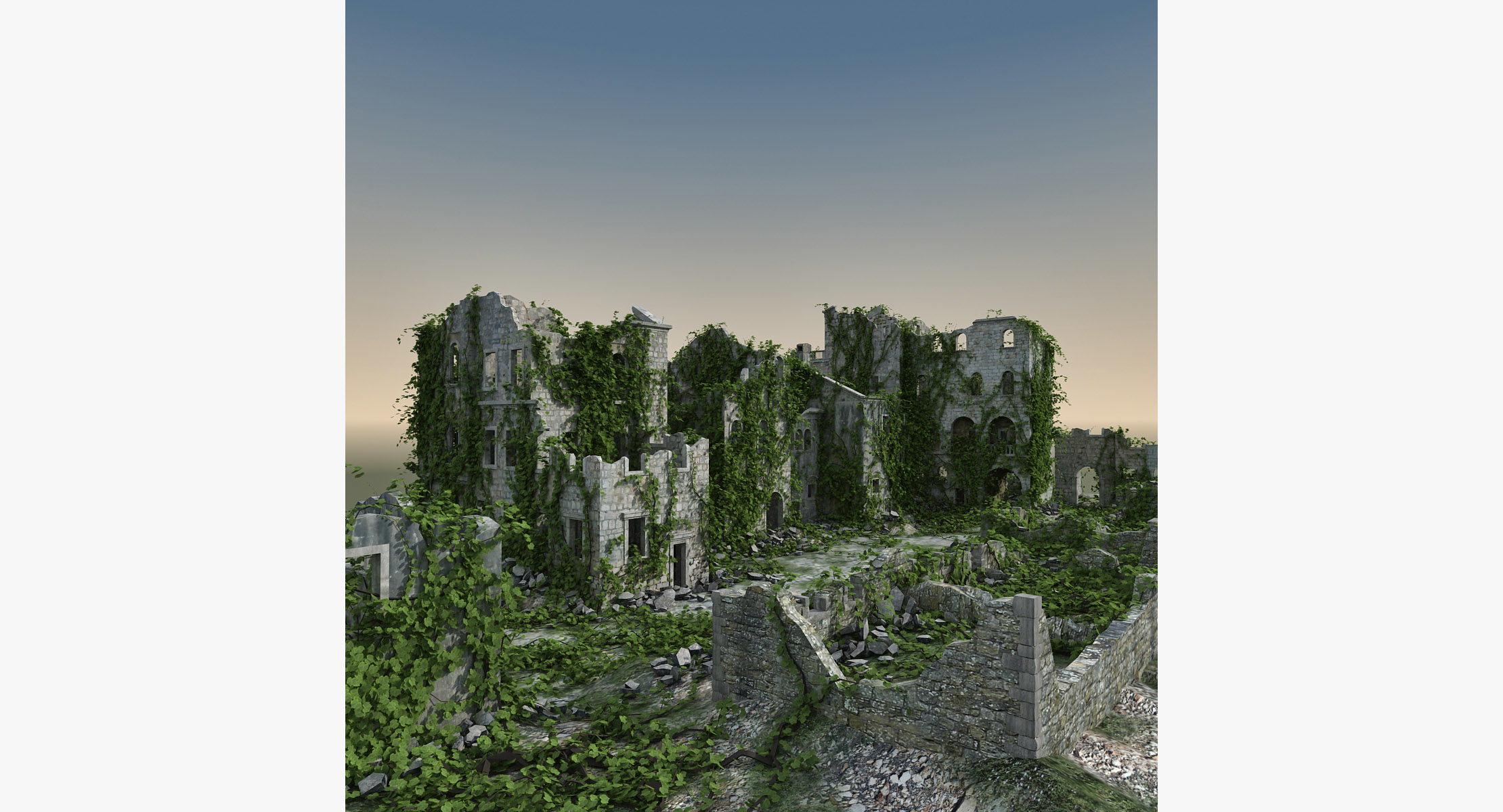 medieval ruined town 3d max