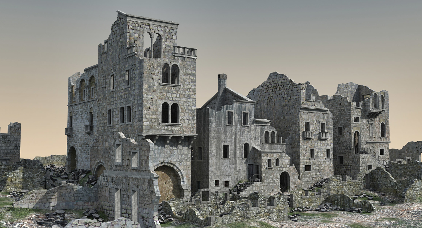 medieval ruined town 3d max