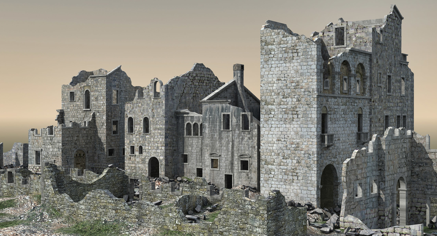 medieval ruined town 3d max