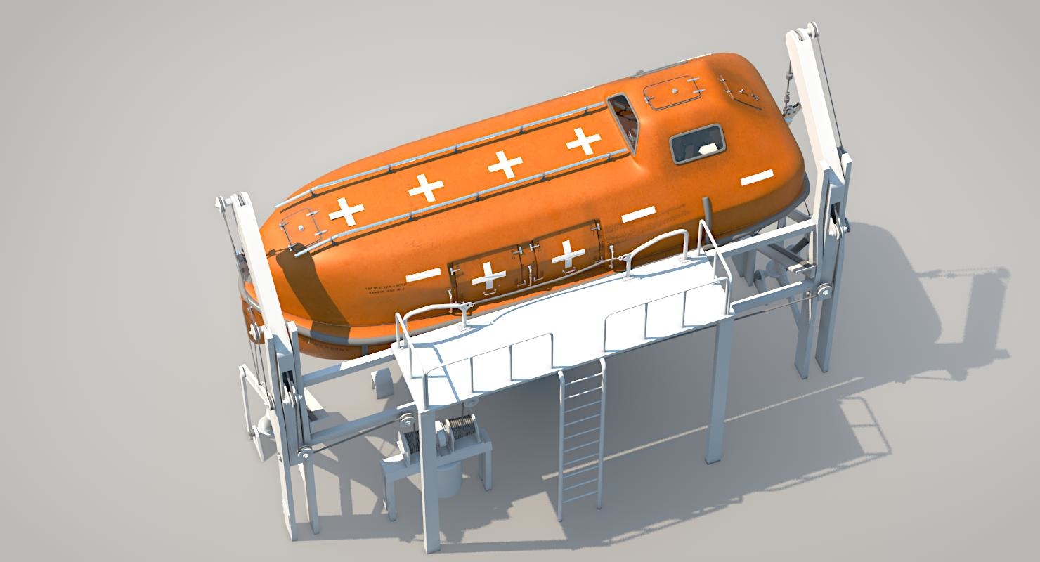 3d lifeboat davit model