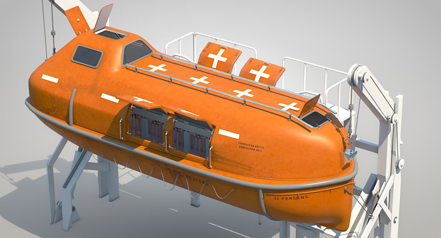 3d lifeboat davit model