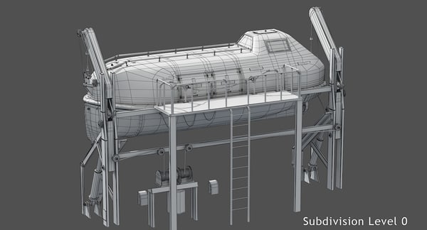 3d lifeboat davit model