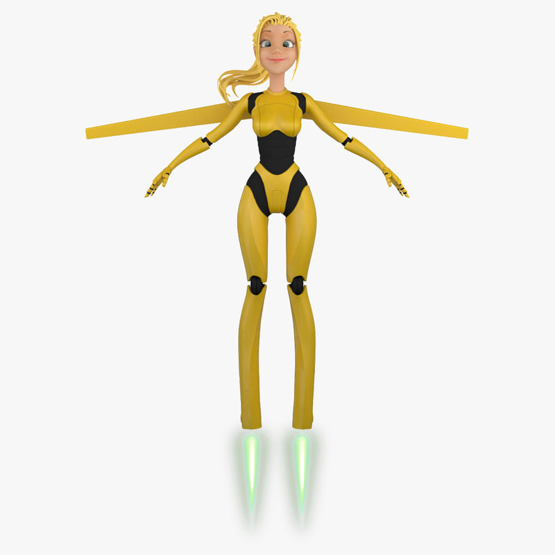 3d cartoon robot girl
