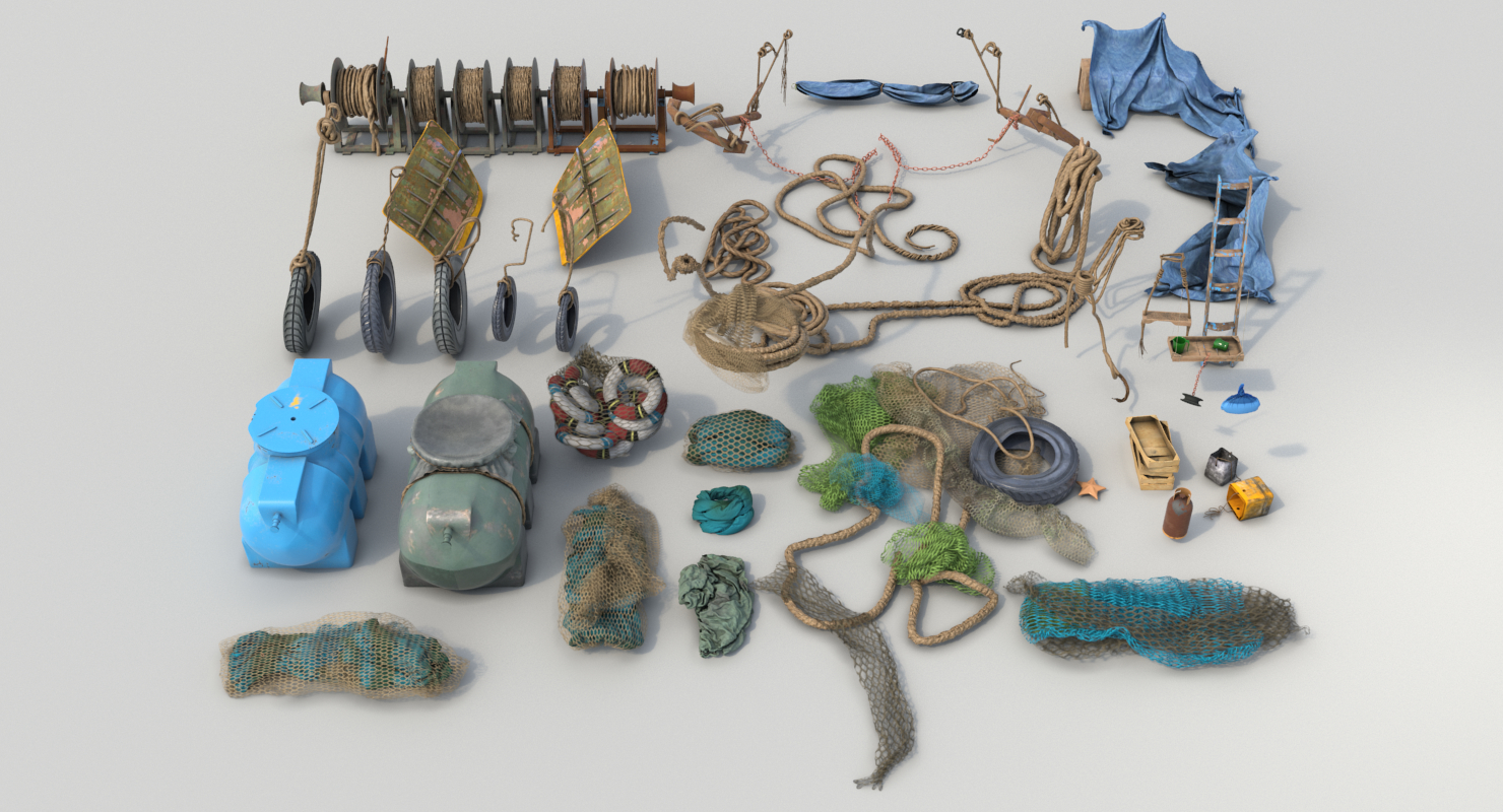 props fishing boat 3d model