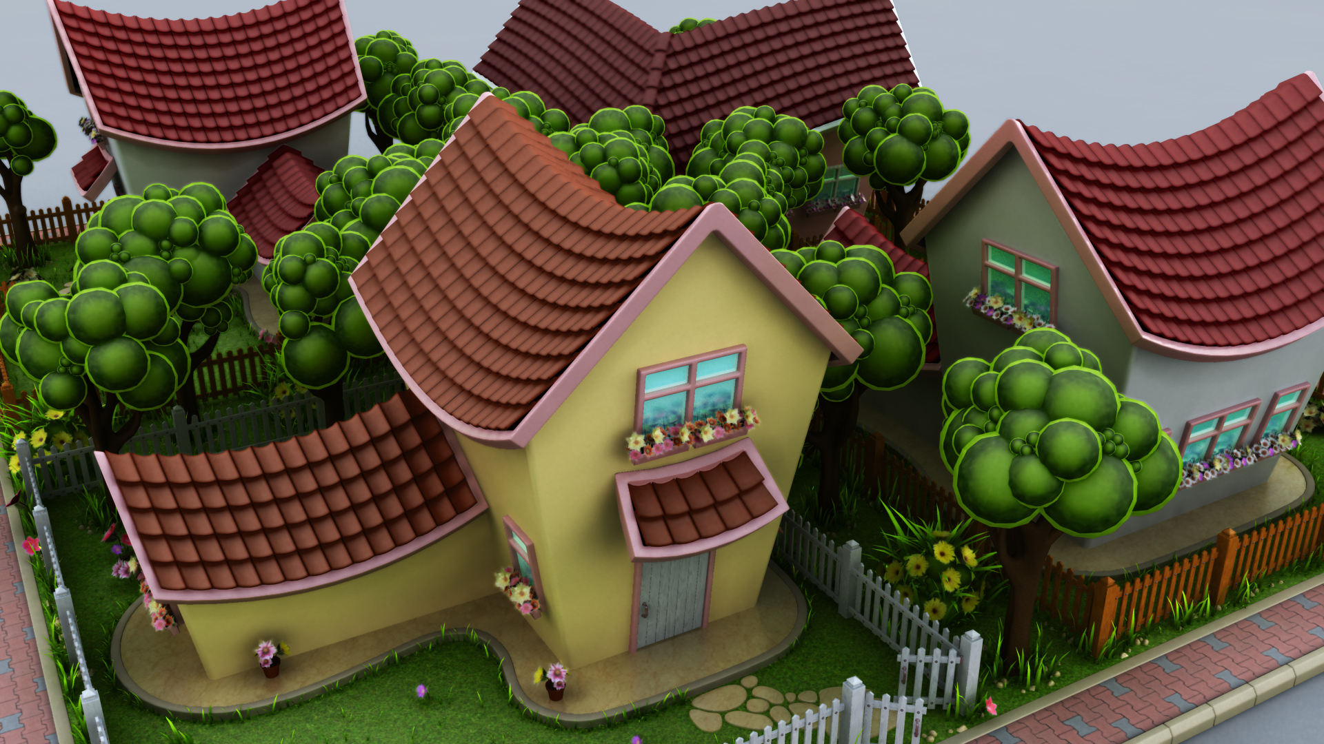 3d cartoon houses