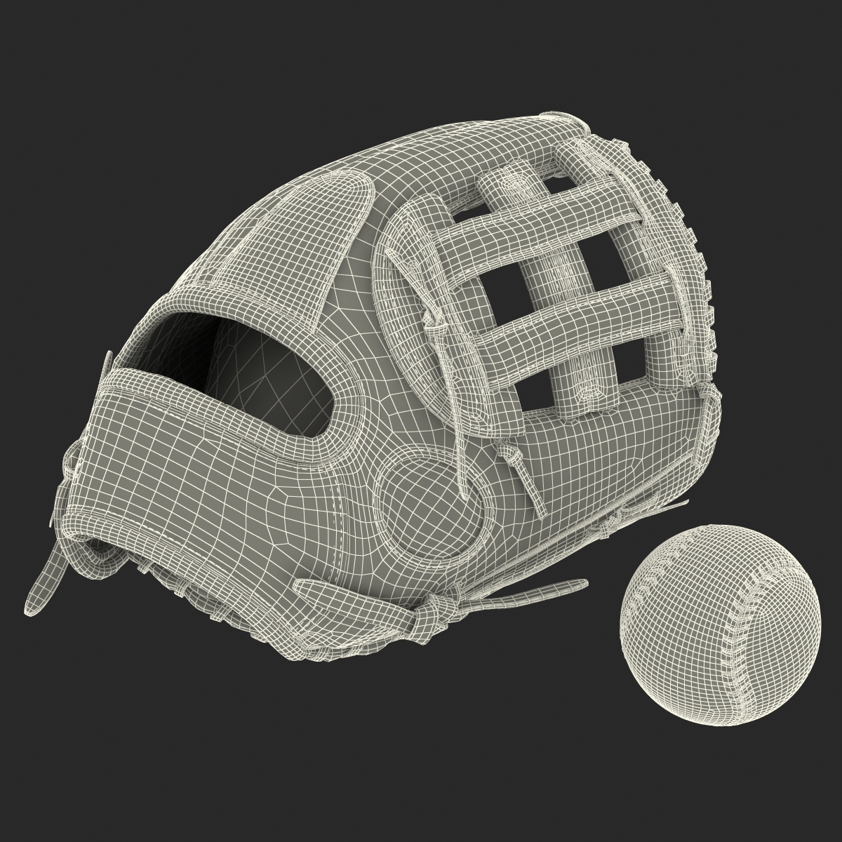 3d baseball glove ball model
