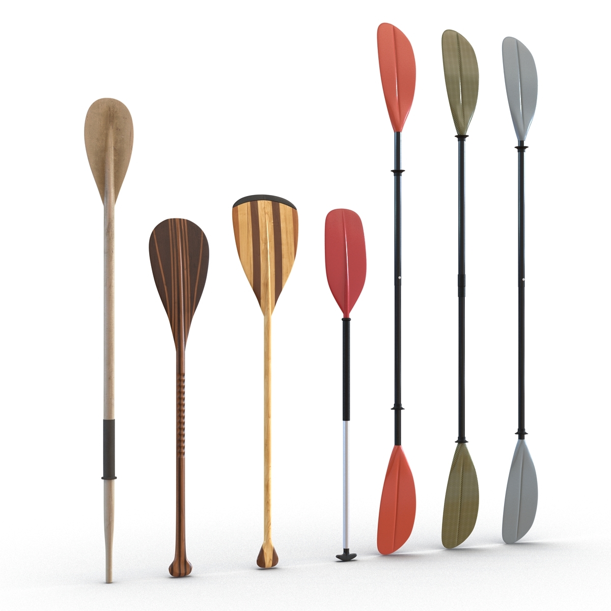 3d model paddles set wooden
