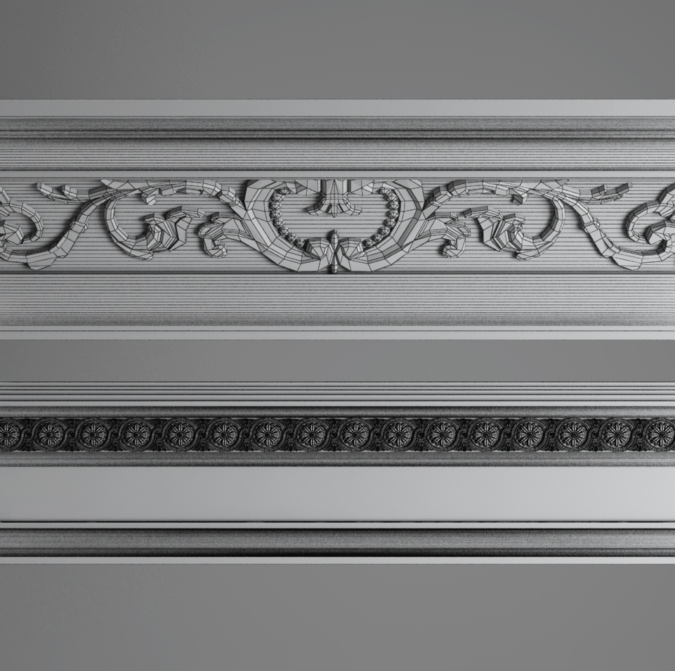 free cornice baseboard 3d model