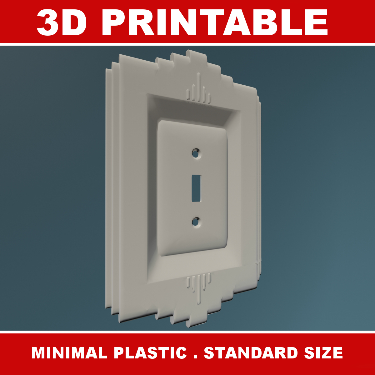 3d model of printable art deco light switch