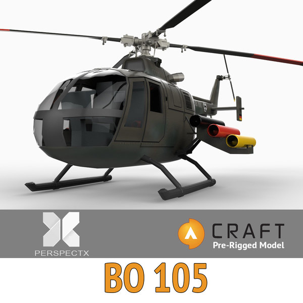 pre-rigged bo105 helicopter rigged 3ds
