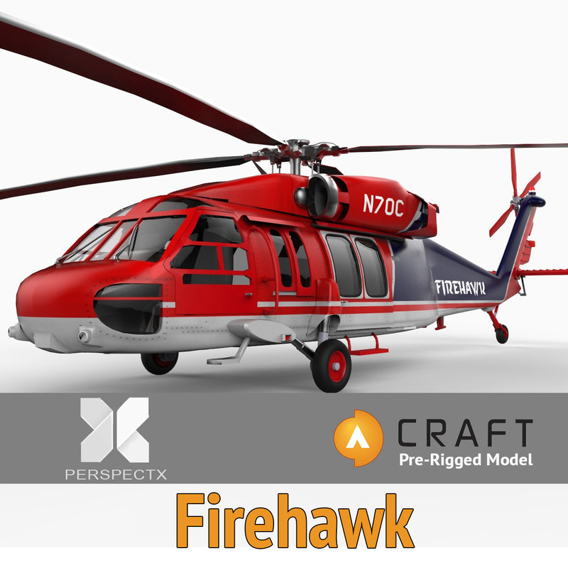pre-rigged s-70a firehawk helicopter 3d model