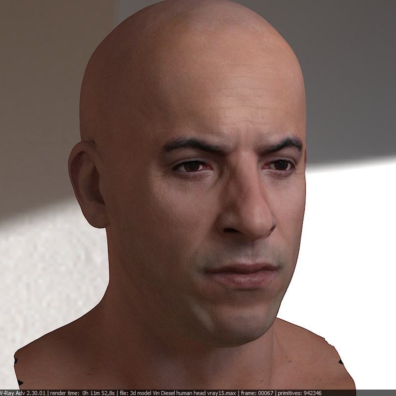 vin diesel head male 3d max