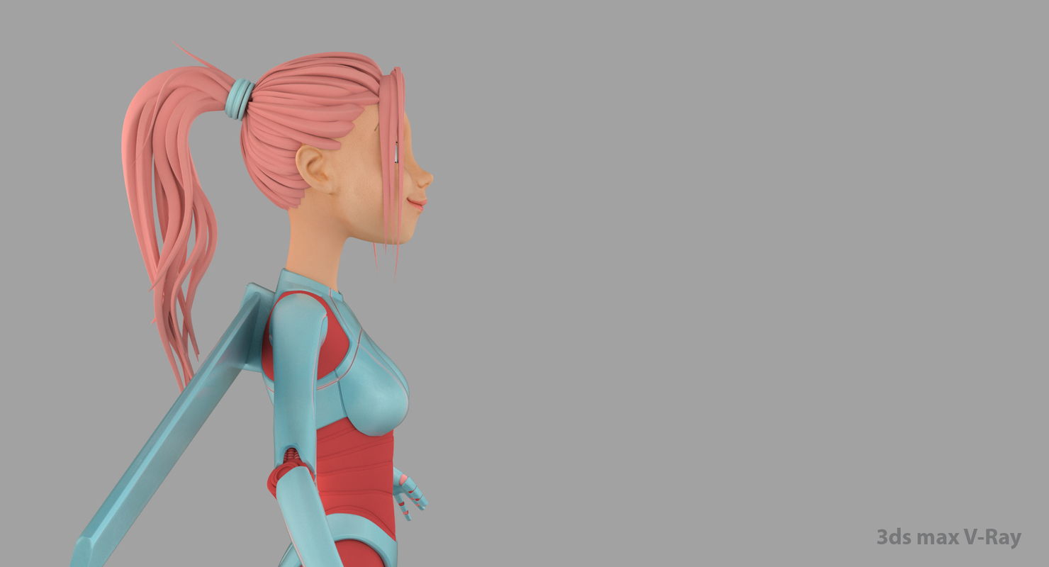 cartoon robot girl 11 3d model