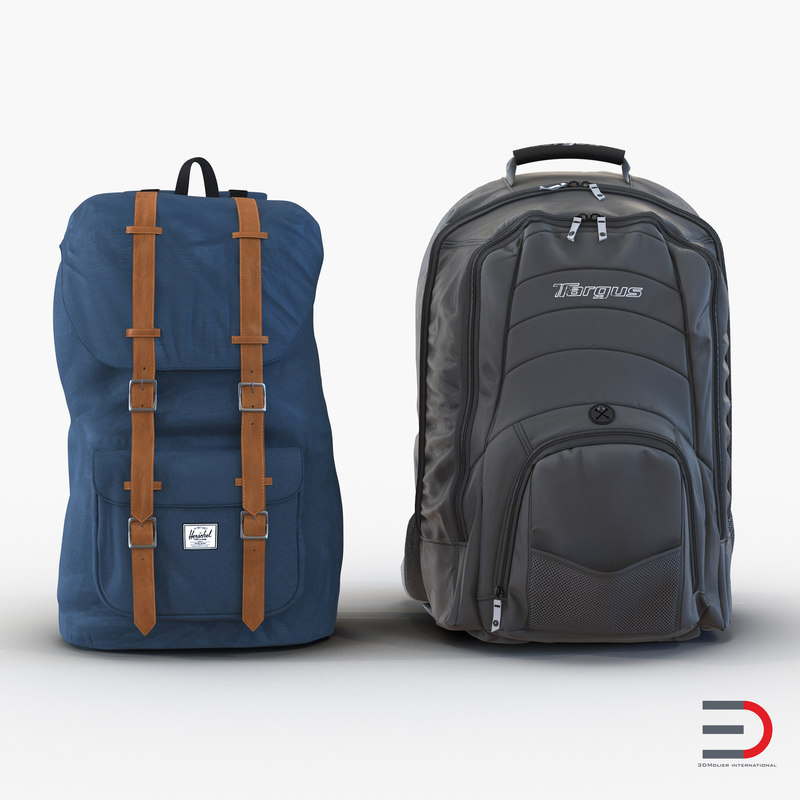 backpacks set realistic 3d model