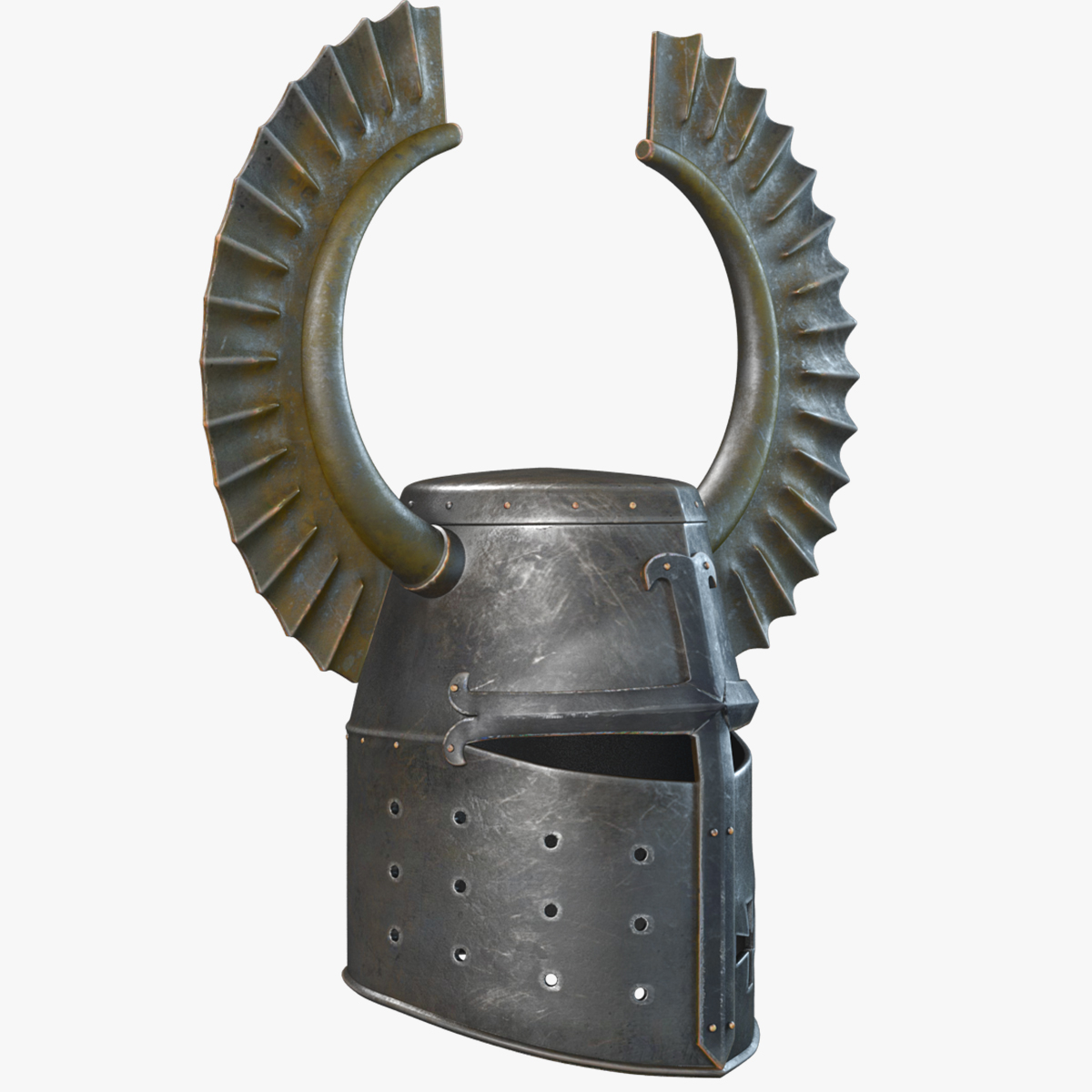 horned teutonic knight helmet 3d model