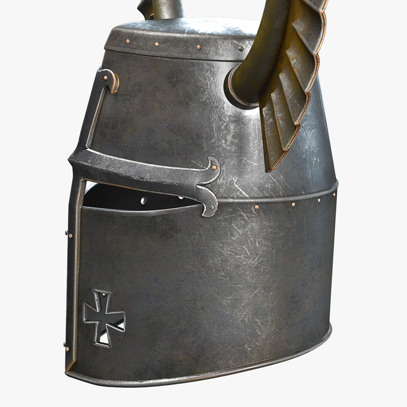 horned teutonic knight helmet 3d model