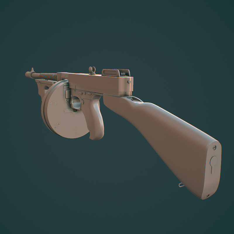 1928 thompson gun 3d model