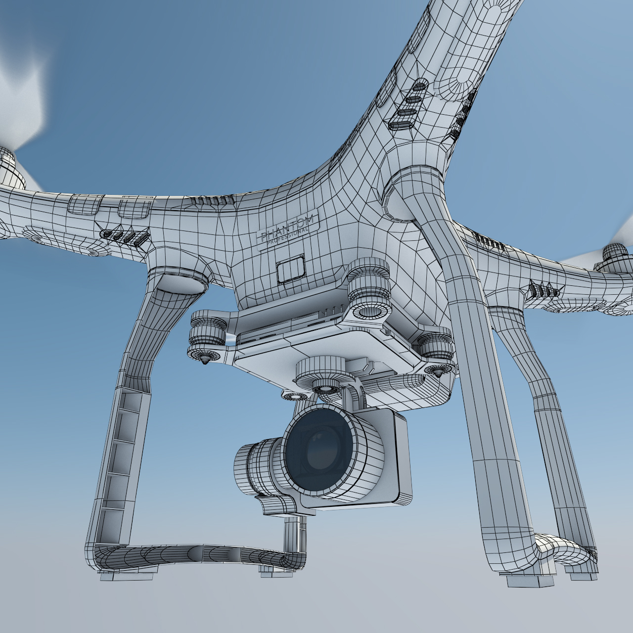 3d model dji phantom 3 quadcopter