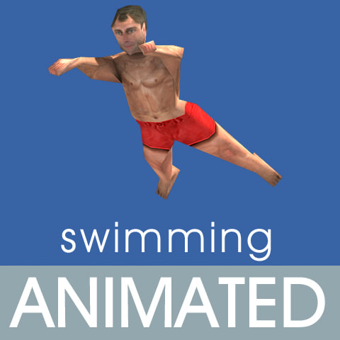 3d model of people swimming animations