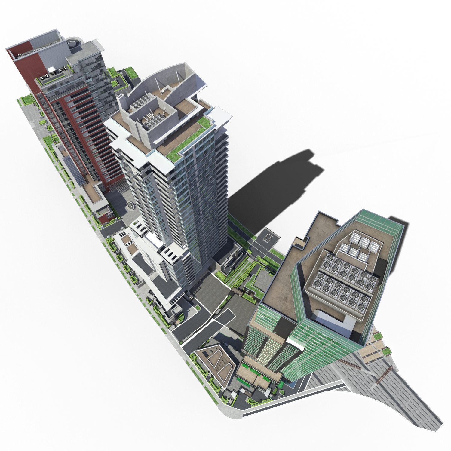 3d block office buildings model