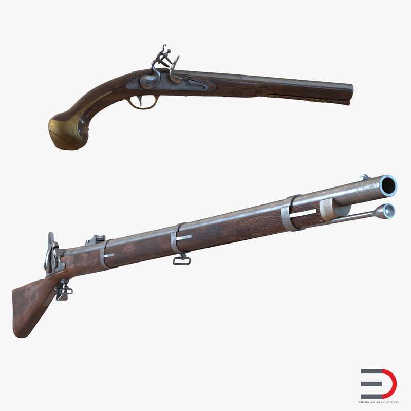 muskets set flintlock 3d 3ds