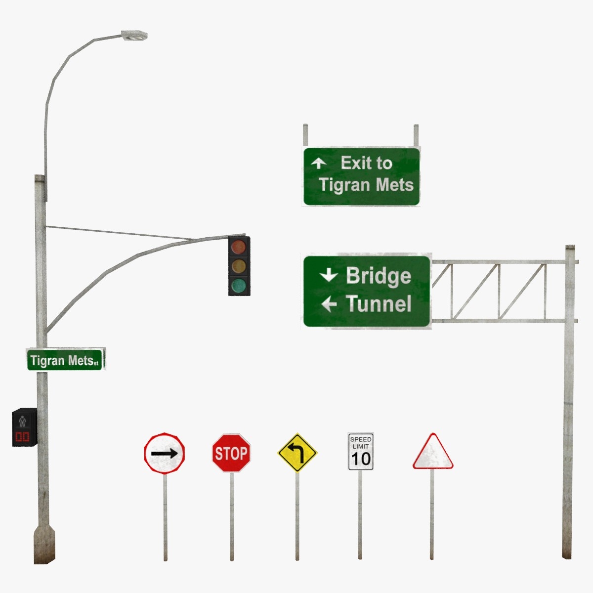 3d traffic road signs street elements