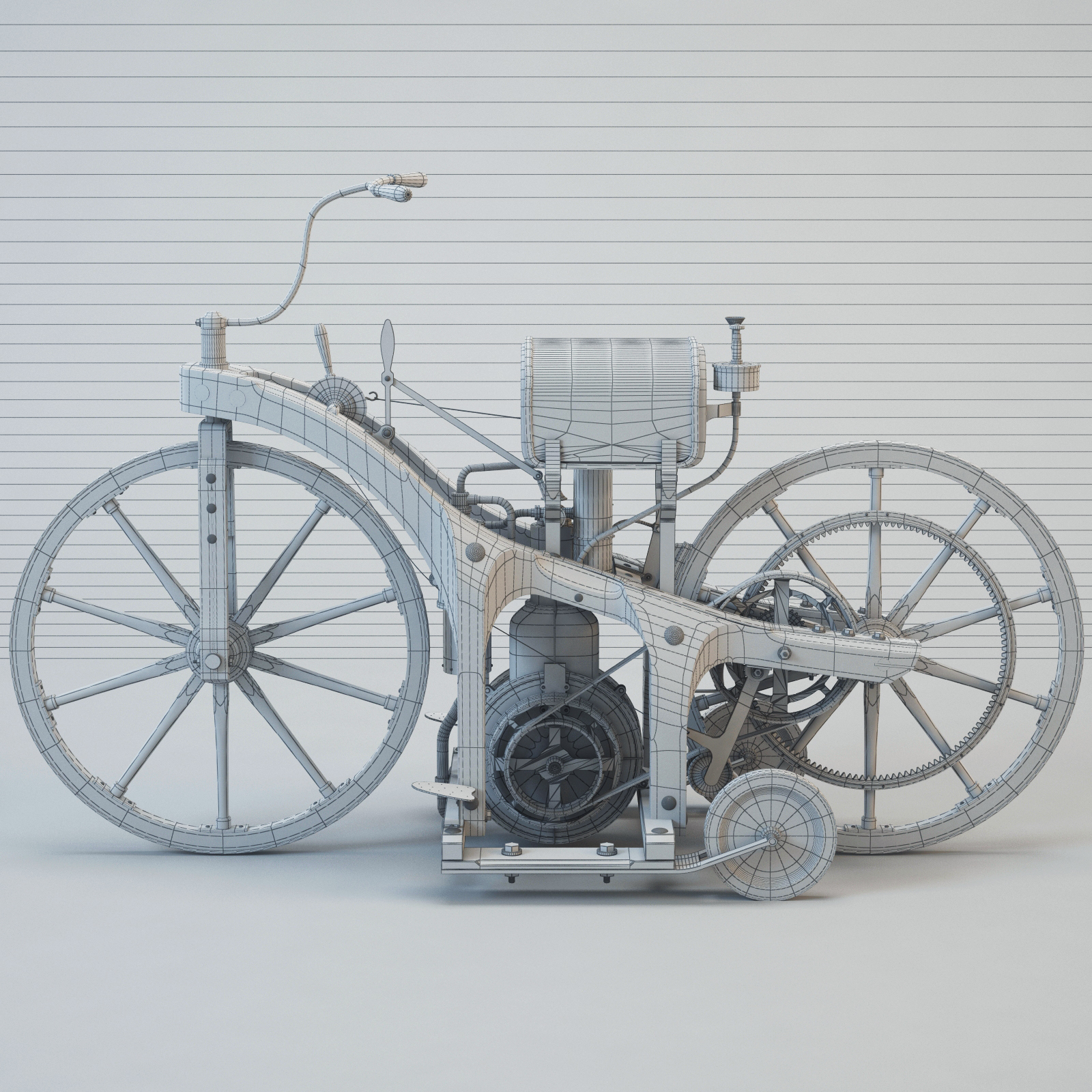 daimler reitwagen motorcycle 1885 3d obj