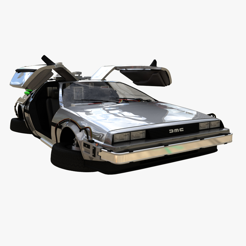 delorean time machine 3d max