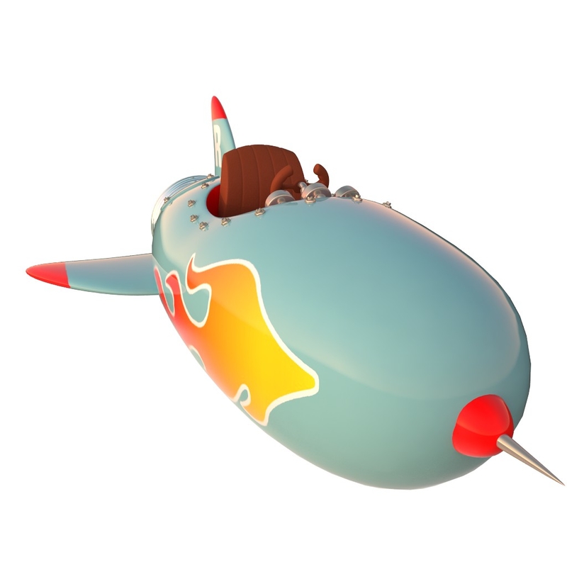 3d cartoon rocket model