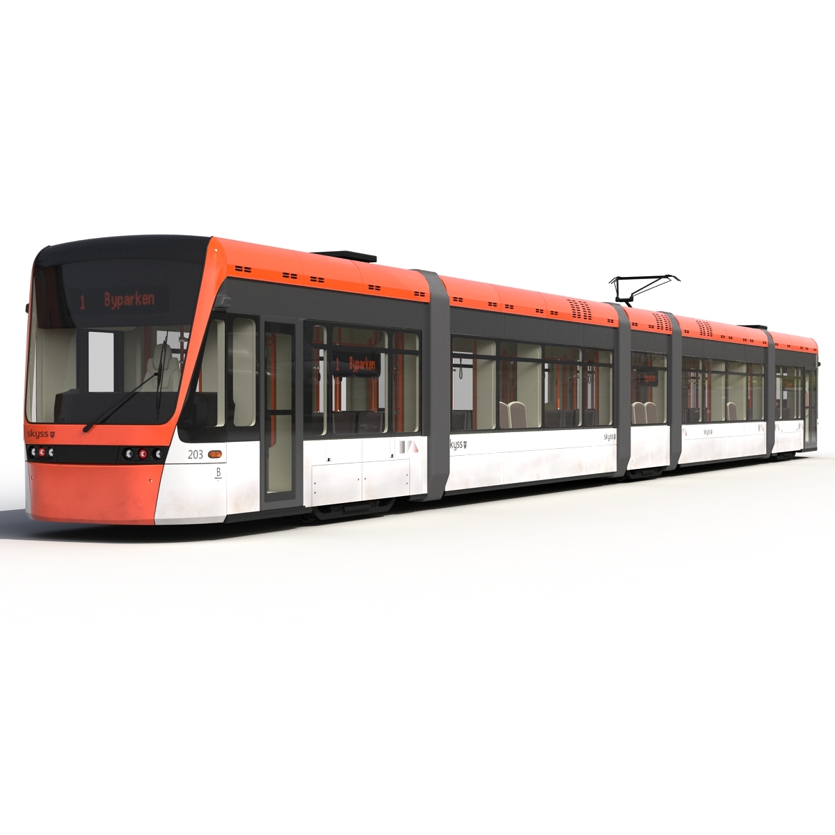 3d model light rail train bybanen