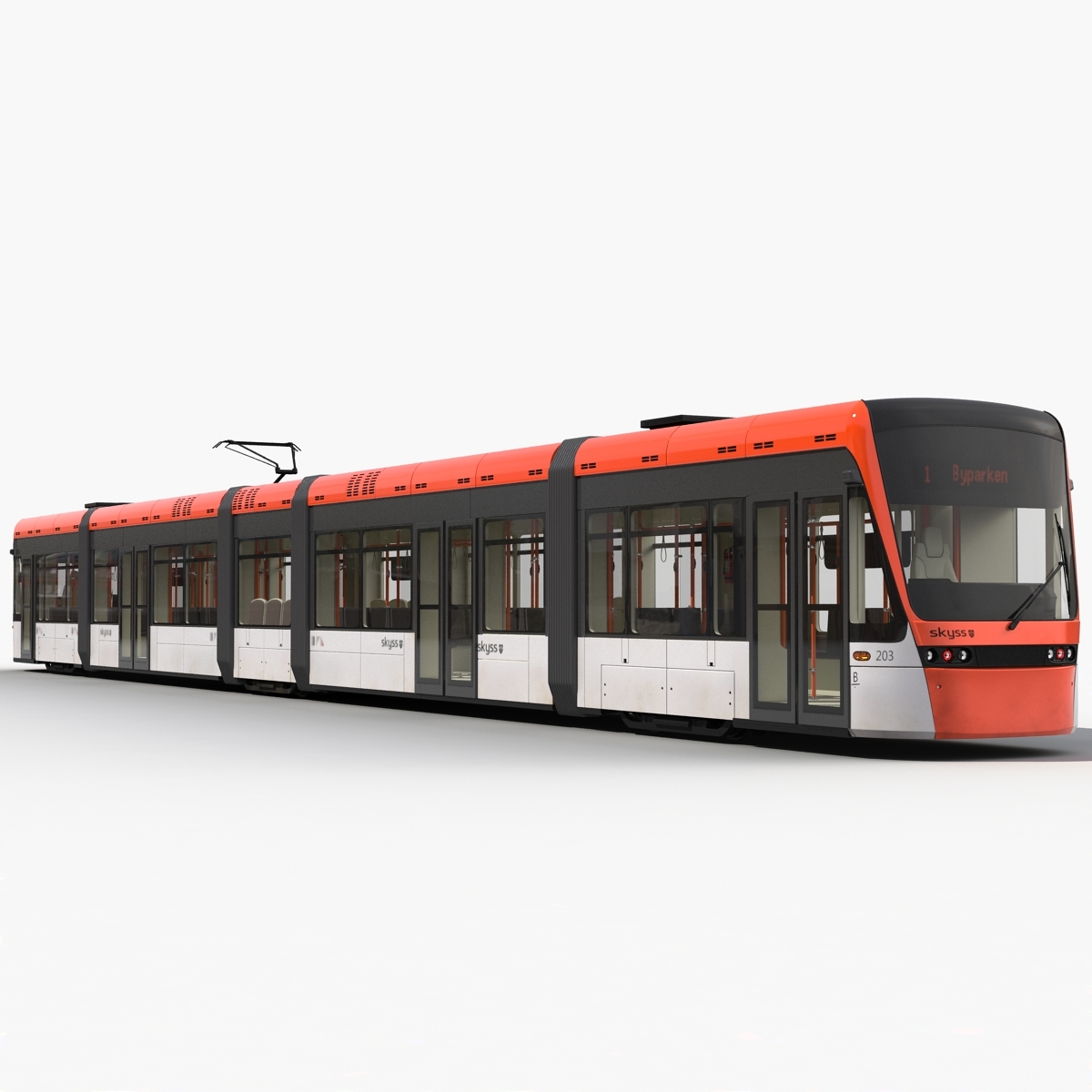 3d model light rail train bybanen