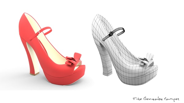 red woman shoe 3d max
