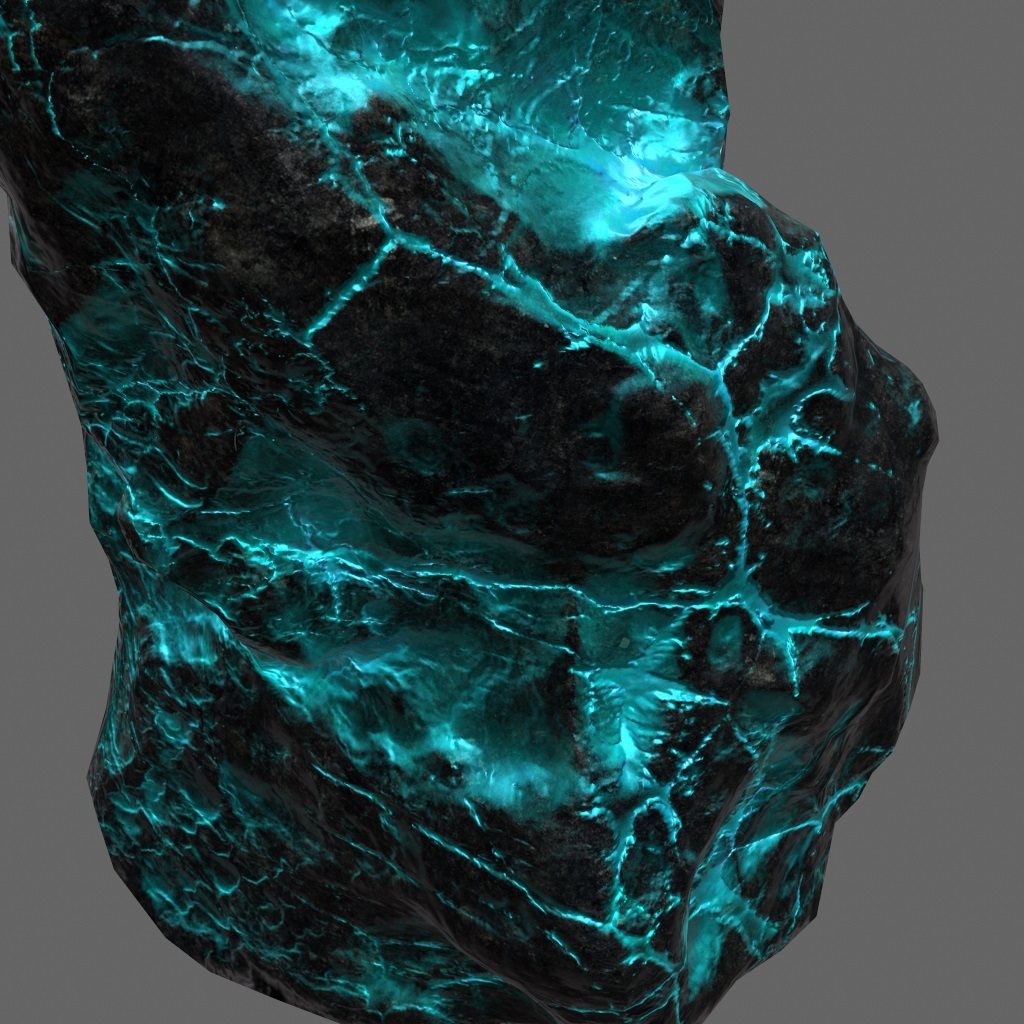 glowing rock 3d blend