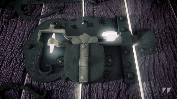 whimsical fantasy trap door lock 3d obj