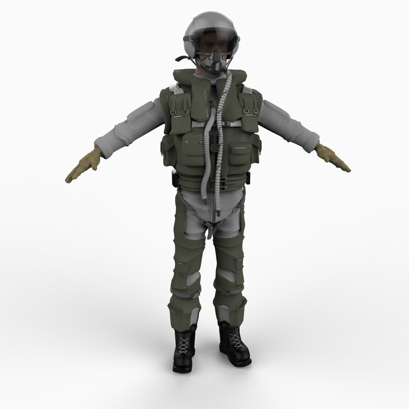 combat fighter pilot 3d model