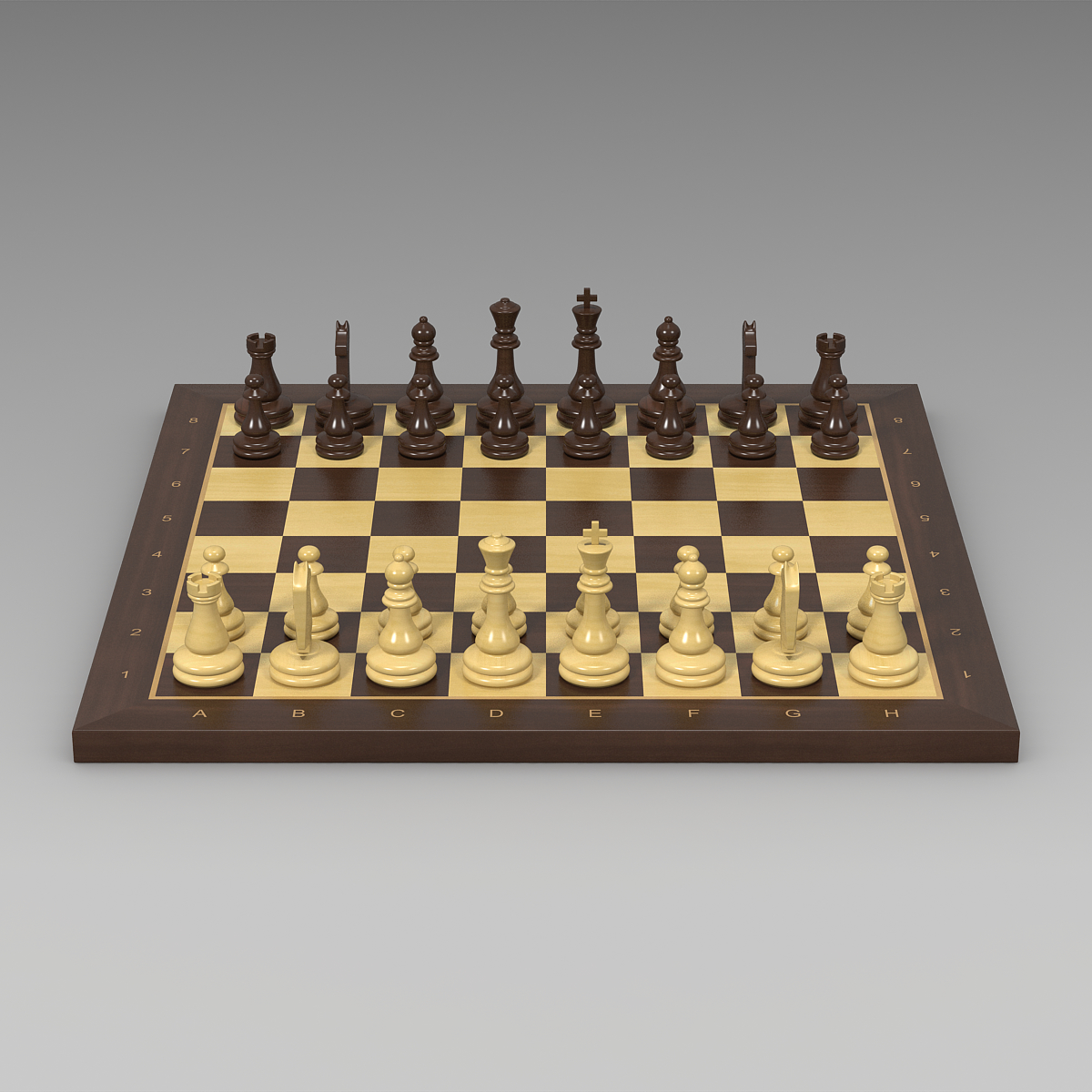 chessboard wood 3d 3ds
