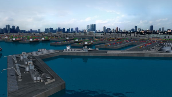 3d shipping port model