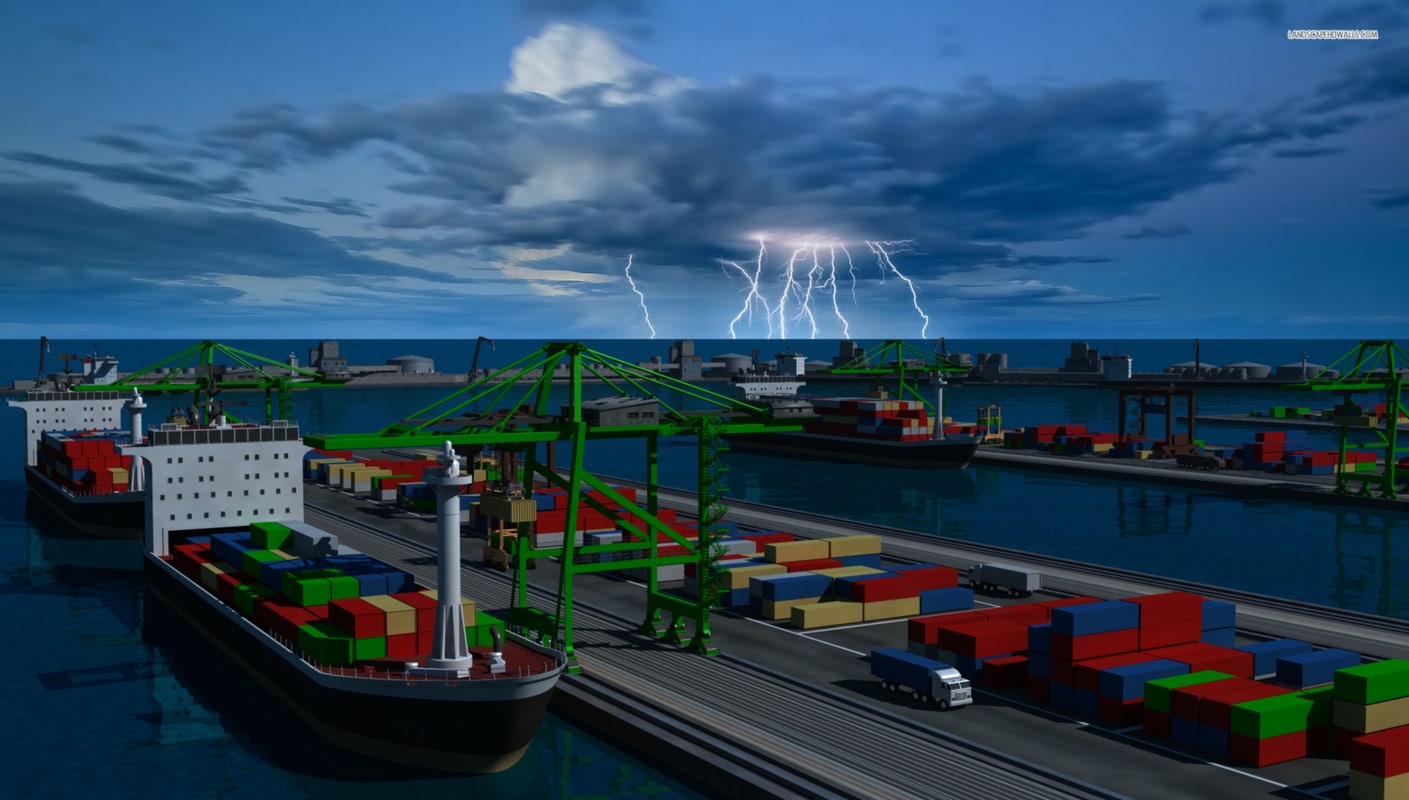 3d shipping port model
