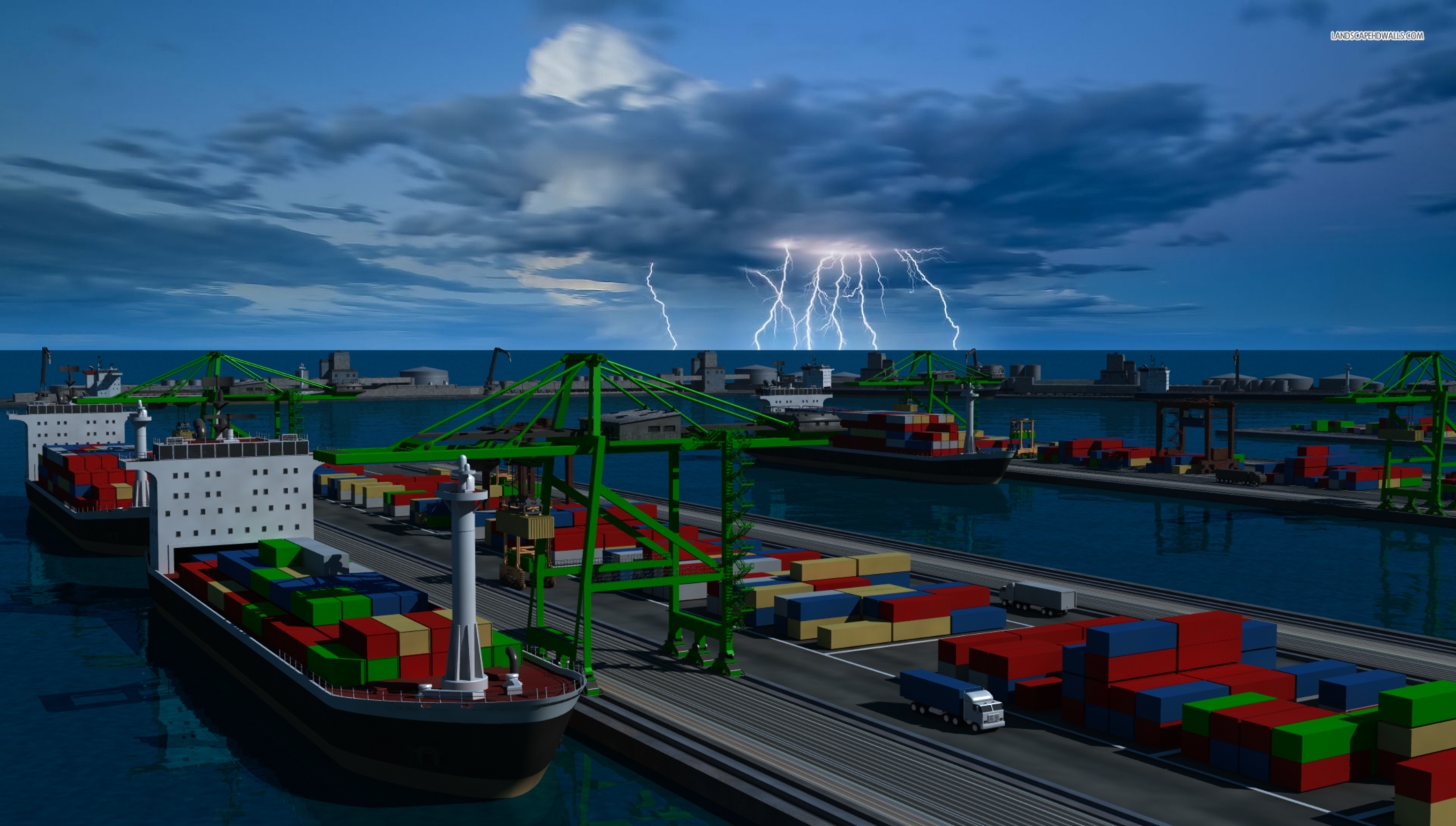 3d shipping port model