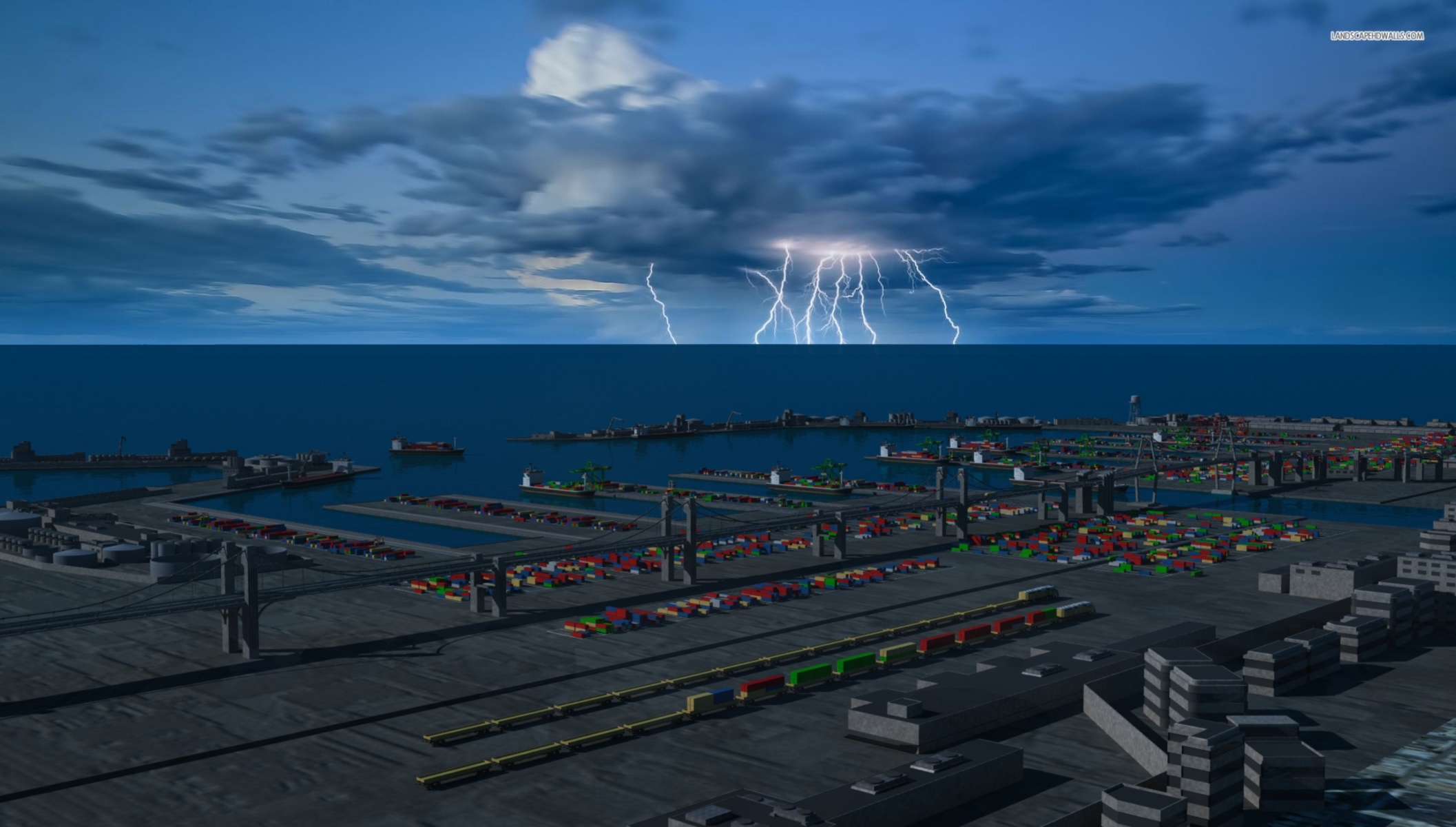 3d shipping port model